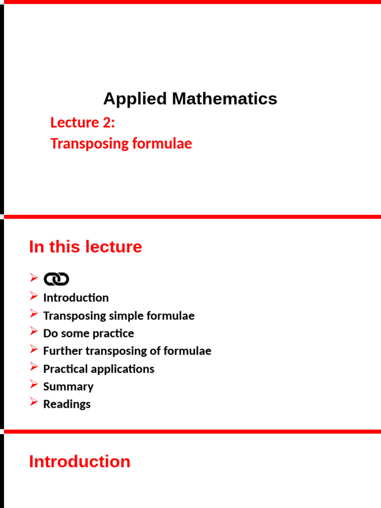 L2 Transposing Formulae | PDF