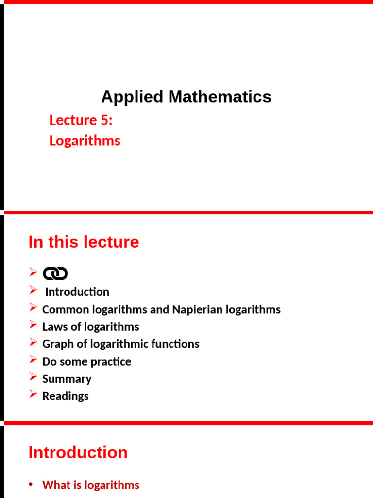 L6 Logarithms | PDF | Teaching Methods & Materials | Science & Mathematics