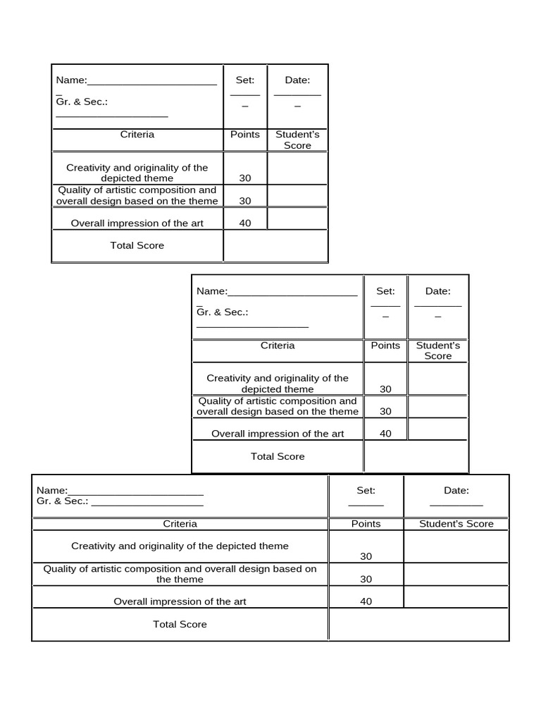 Impasto Scoresheet | PDF