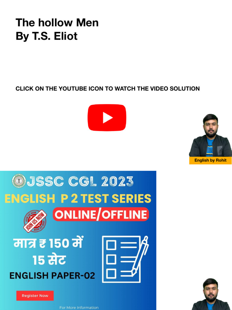 The Hollow Men MCQ 2 - 1221017 - 2023 - 10 - 13 - 17 - 55 | PDF | History | Classics