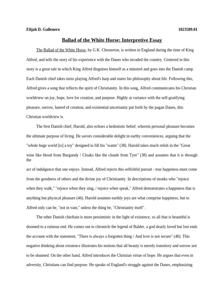 Ballad of The White Horse Interpretive Essay | PDF | History | Classics