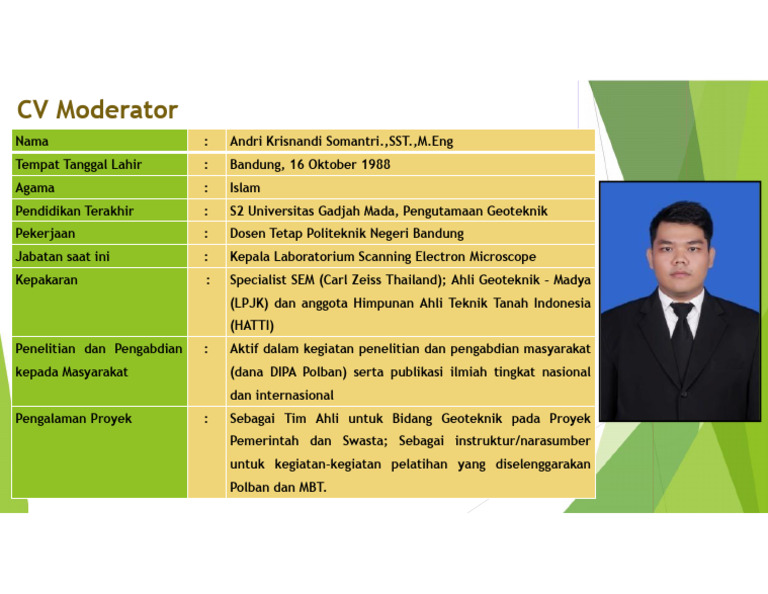 CV Singkat Moderator Andri K | PDF
