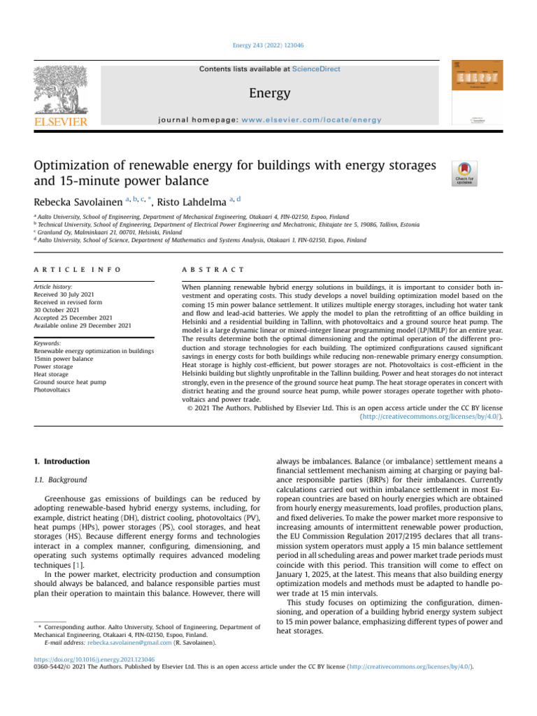10-Optimization of Renewable Energy For Buildings With Energy Storages | PDF | Photovoltaics ...