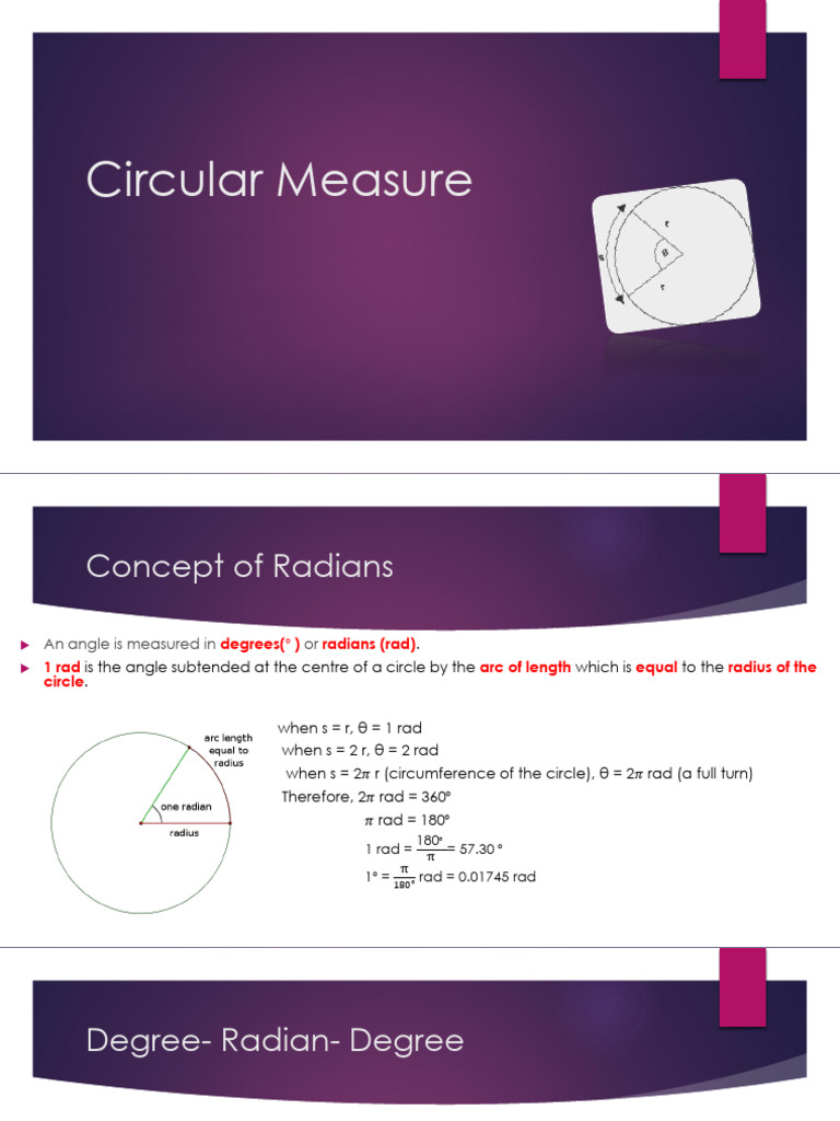 Wk 3 Circular Measure | PDF | Circle | Angle