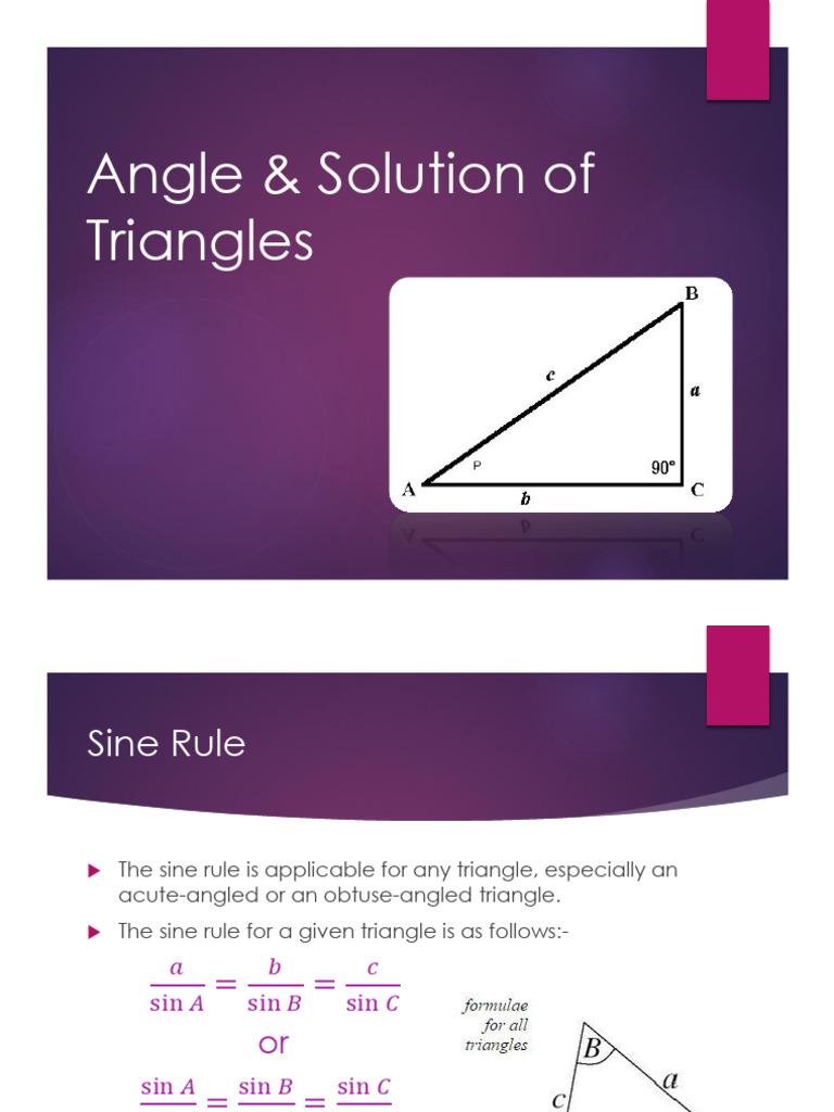 WK 4 Angle & Solution of Triangles | PDF | Triangle | Elementary ...