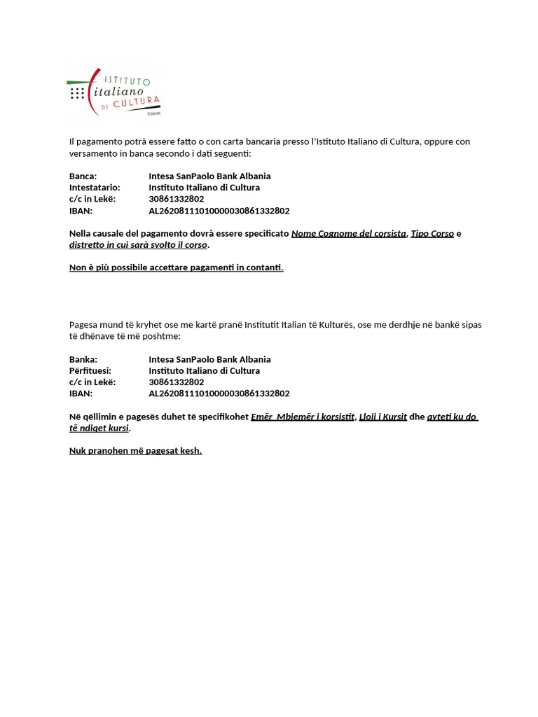 Leke - Coordinate Bancarie Iic | PDF