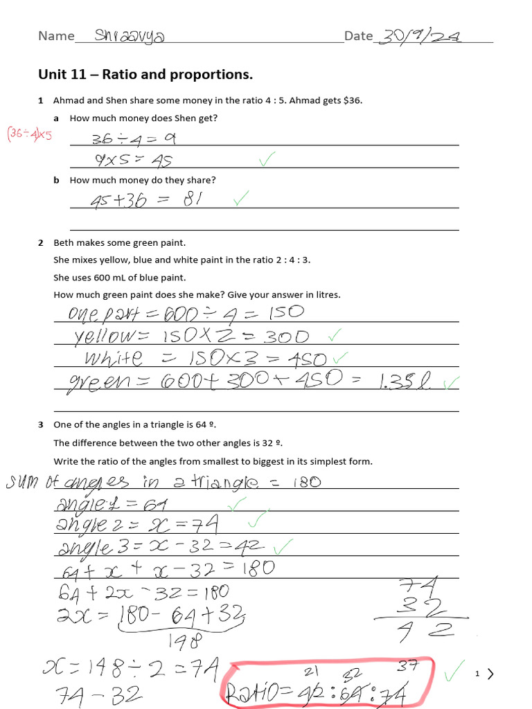 Unit 11 Ratio and Proportion. | PDF | Sports & Recreation | Language ...