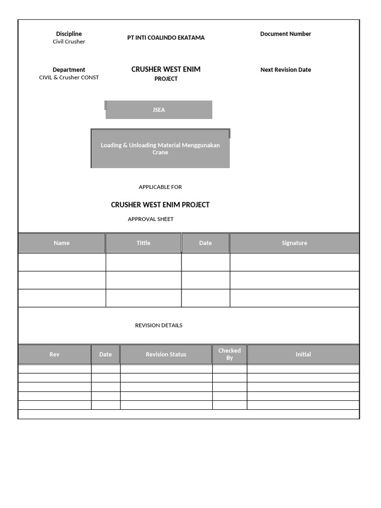 JSA Loading & Unloading Menggunakan Crane | PDF
