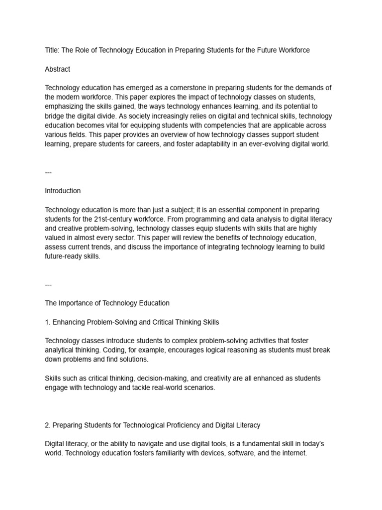 Research Paper On Technology Class For Students | PDF | Artificial ...