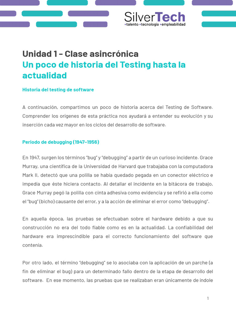 1A.4 - Un Poco de Historia Del Testing Hasta La Actualidad | PDF ...