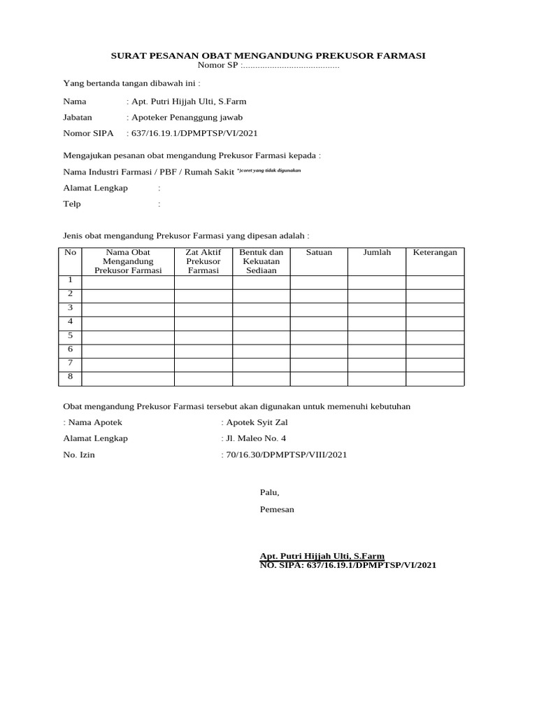 SP Obat Prekursor Farmasi | PDF