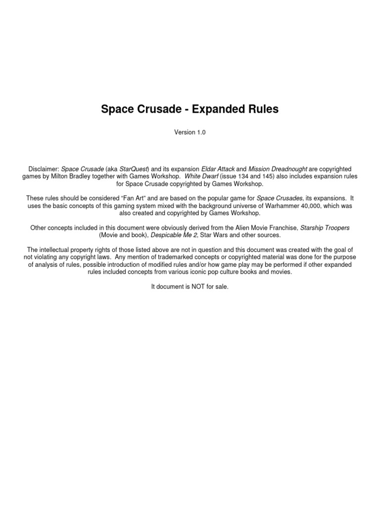 Space Crusade Rules | PDF
