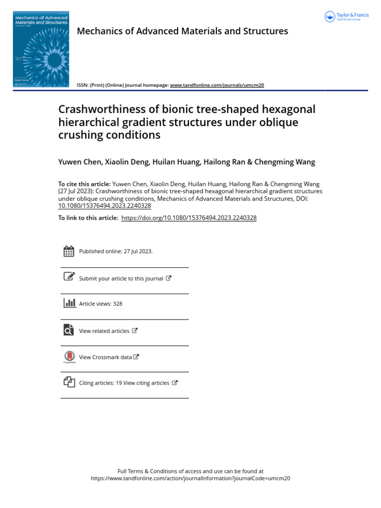 Crashworthiness of Bionic Tree-Shaped Hexagonal Hierarchical Gradient Structures-1 | PDF ...