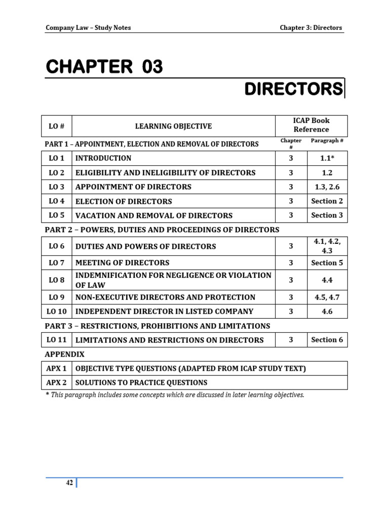 Directors in Company Law: Key Concepts | PDF | Indemnity | Board Of ...