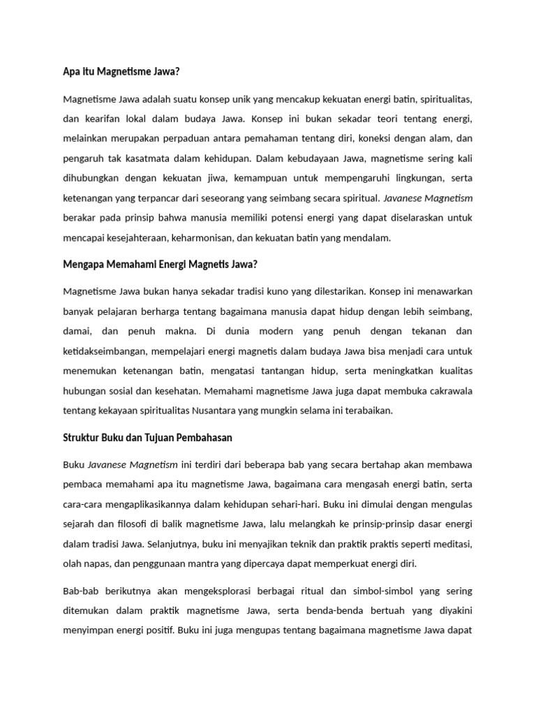 Memahami Magnetisme Jawa dan Energi Batin | PDF