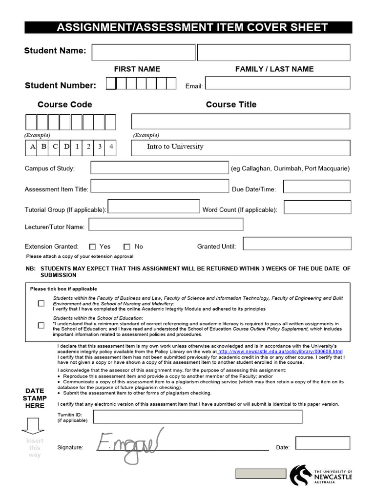 Student Assignment Cover Sheet | PDF | Plagiarism | Turnitin
