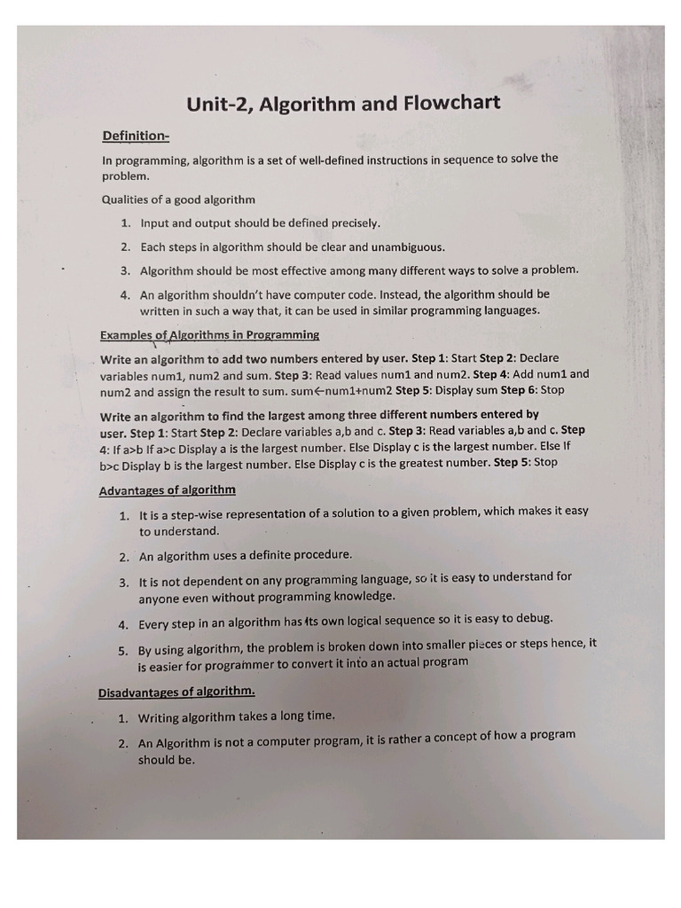 Unit 2 Algorithms and Flowchart | PDF