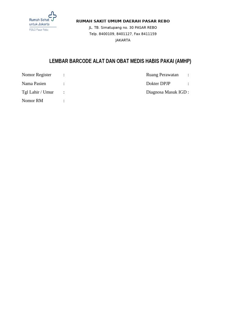 Lembar Barcode ALATDAN OBAT MEDIS HABIS PAKAI | PDF