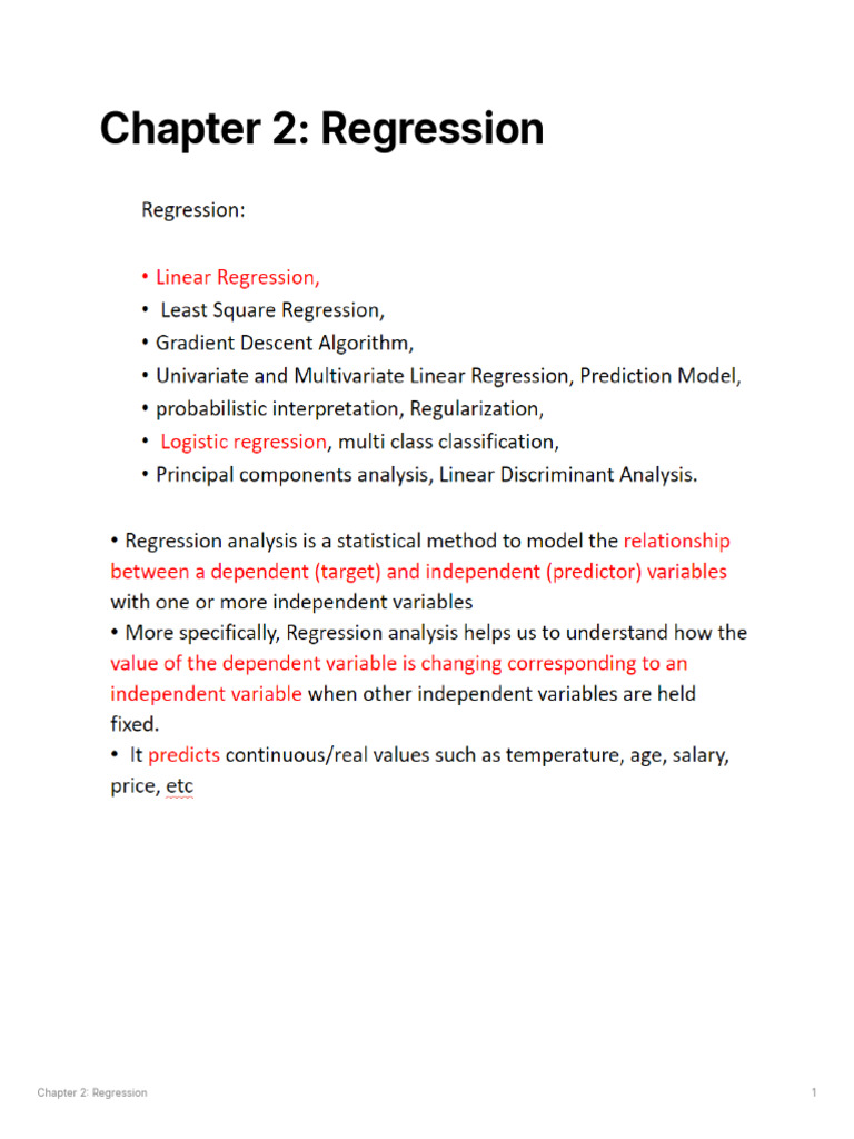 Chapter 2 Regression | PDF