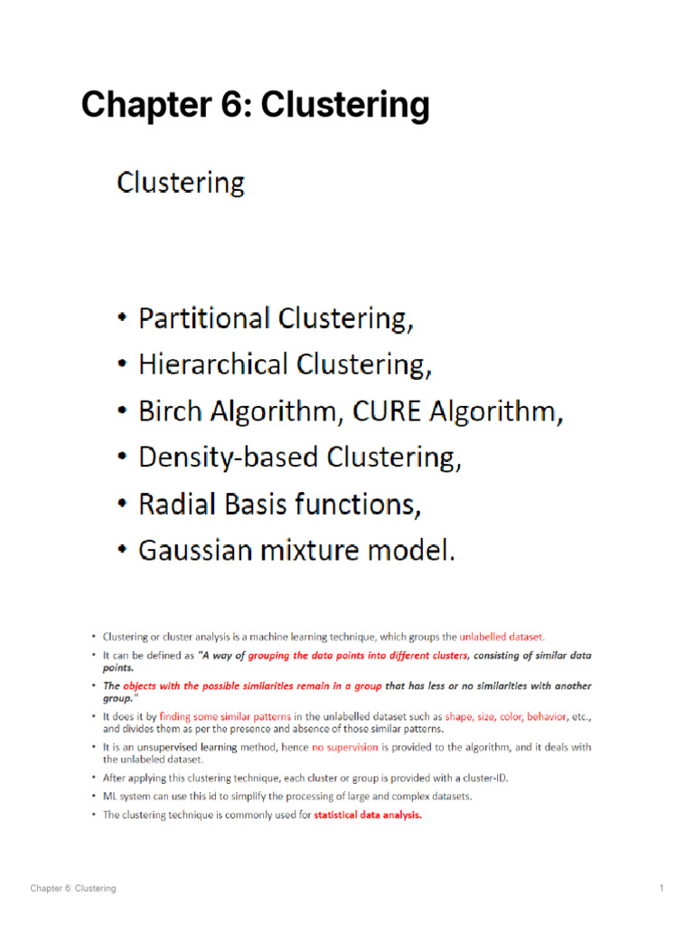 Chapter 5 Clustering | PDF | Science & Mathematics
