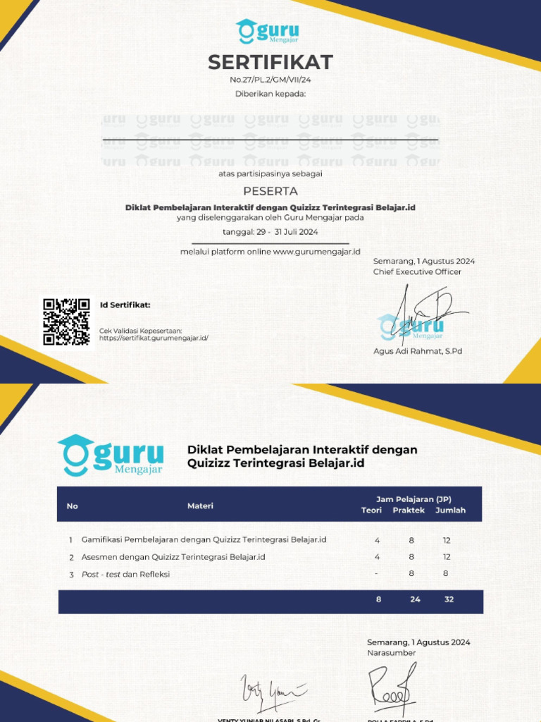 Sertifikat Pak Seno | PDF