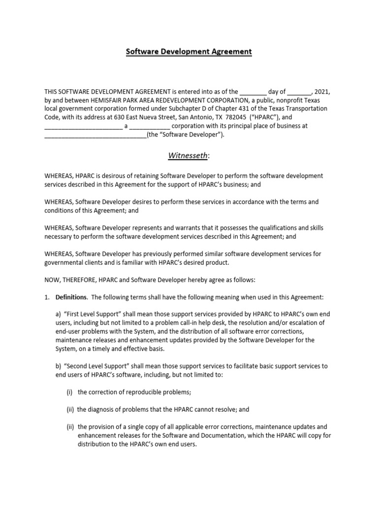 HPARC Software Development Agreement | PDF | Indemnity | Legal Remedy