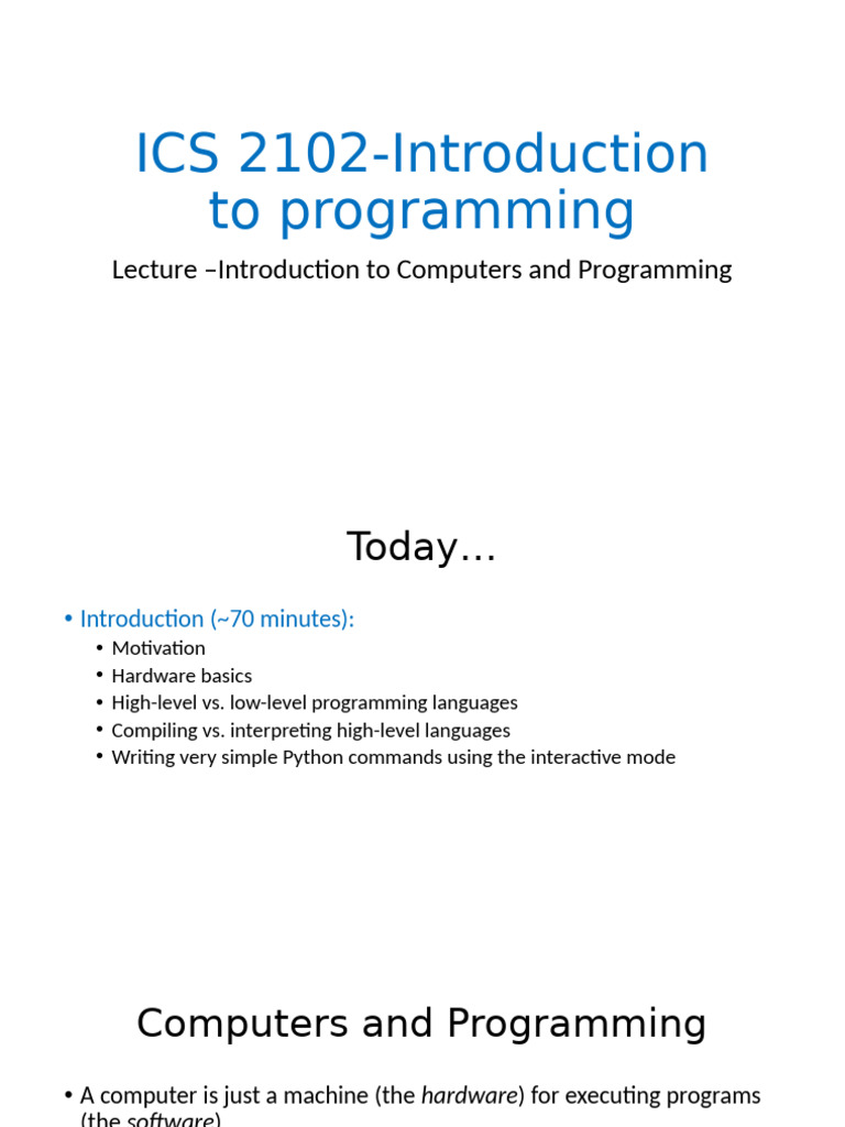 Ics 2102 Lecture 2 Programming Concepts Pdf Computer Data Storage