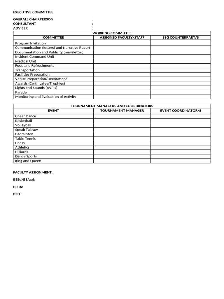 Intrams 2024 Committee | PDF