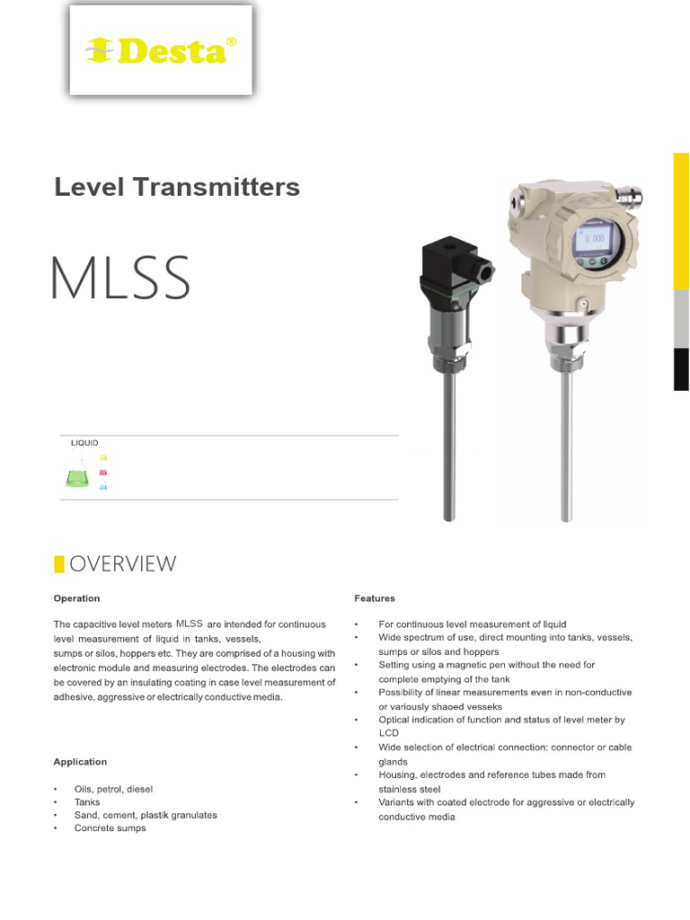 MLSS Level Transmitters Specifications | PDF | Home & Garden | Computers