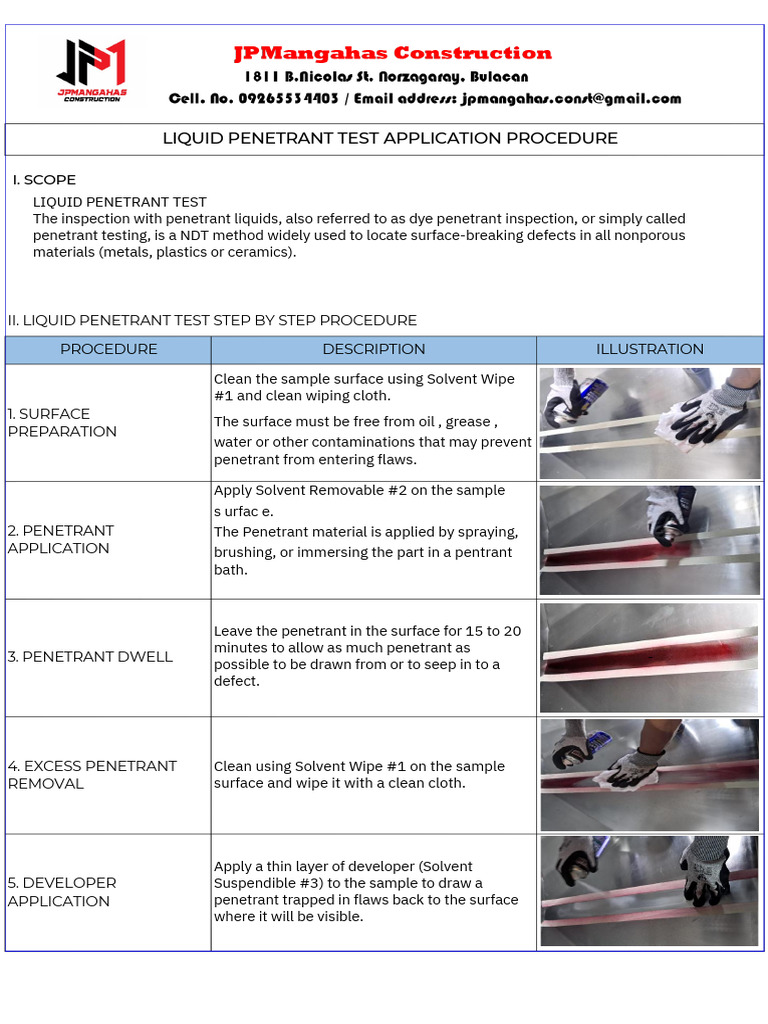 Dye Penetrant Test Procedures | PDF | Industrial Processes | Secondary ...