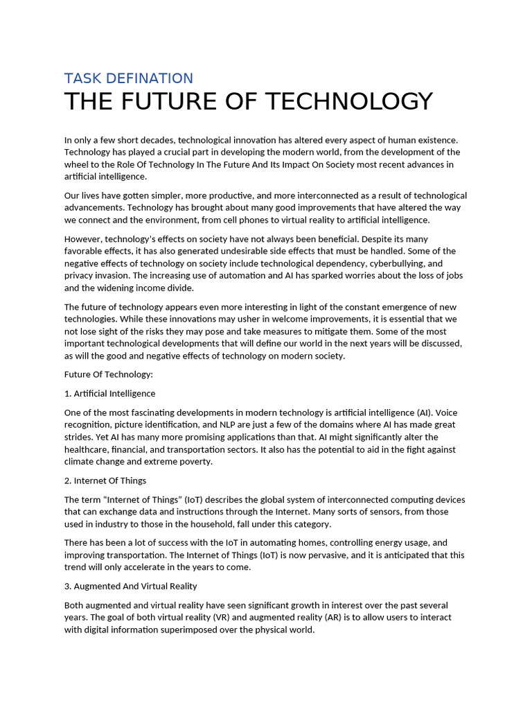 The Future of Technology | PDF | Internet Of Things | Augmented Reality