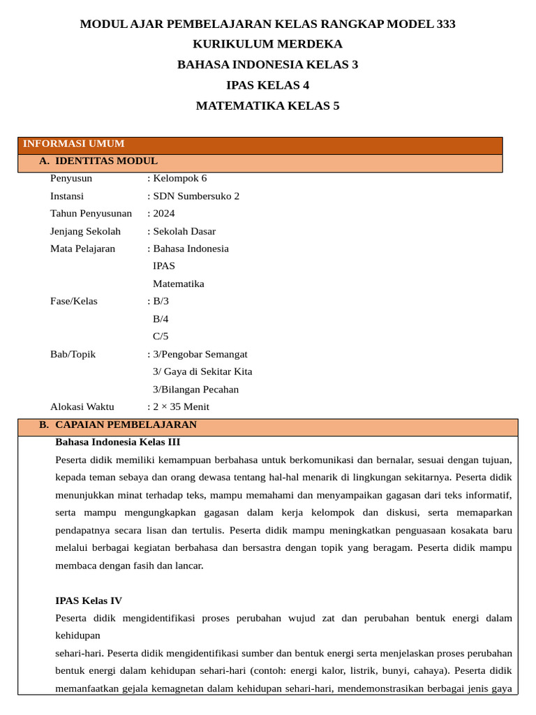 Modul Ajar PKR Model 333 | PDF