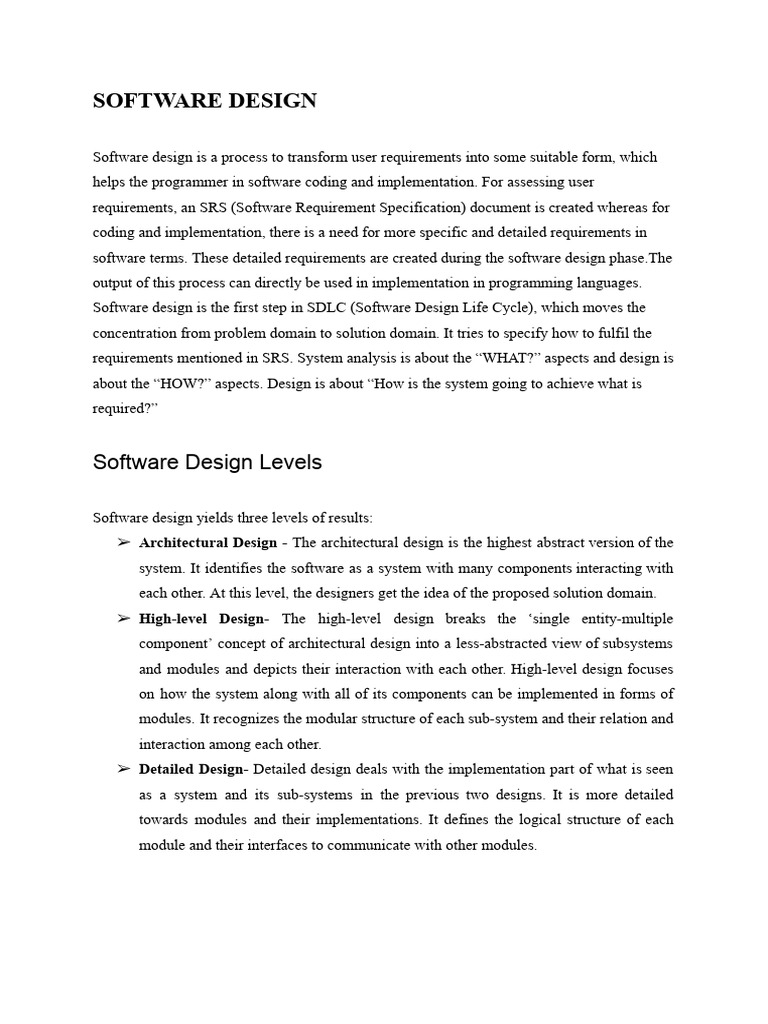 Eee1231 Software Engineering - Software Design - 2023 | PDF | Systems Architecture | Computer ...
