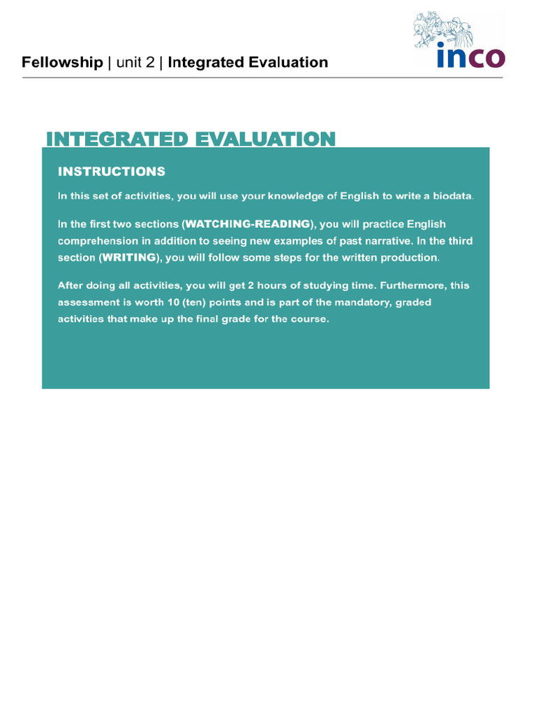 2024 Integrated Evaluation - Fel U2 | PDF