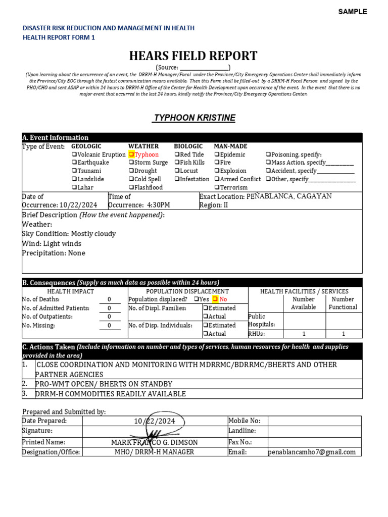 Hears-Report TC Kristine 10 22 4pm | PDF | Natural Disasters | Natural ...