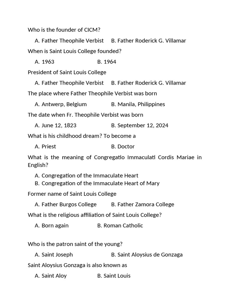 Who Is The Founder of CICM | PDF | Tree Of Life | Mary, Mother Of Jesus