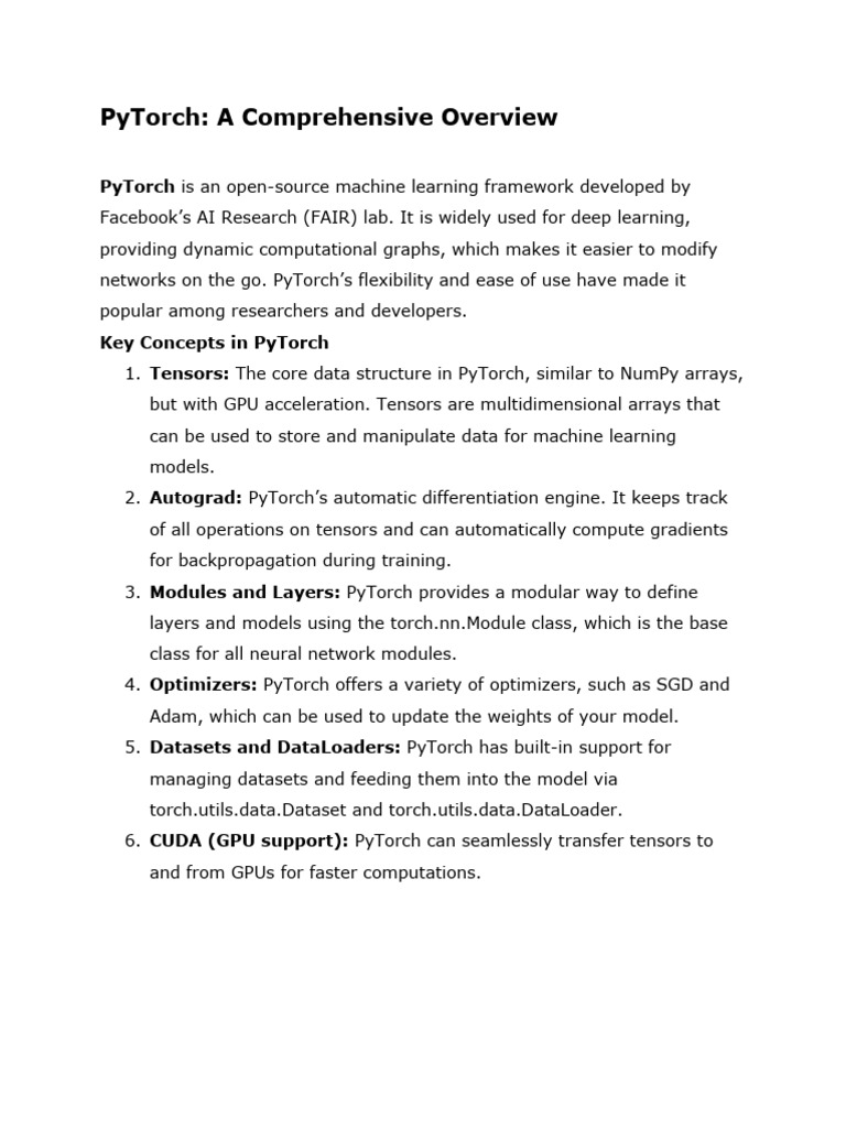 PyTorch - A Comprehensive Overview | PDF | Computational Neuroscience | Computing