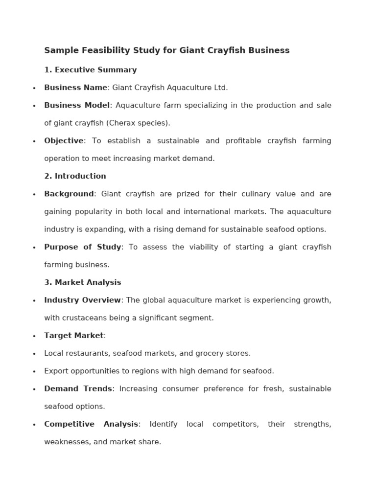Feasibility Study for Giant Crayfish Farming | PDF | Aquaculture | Risk