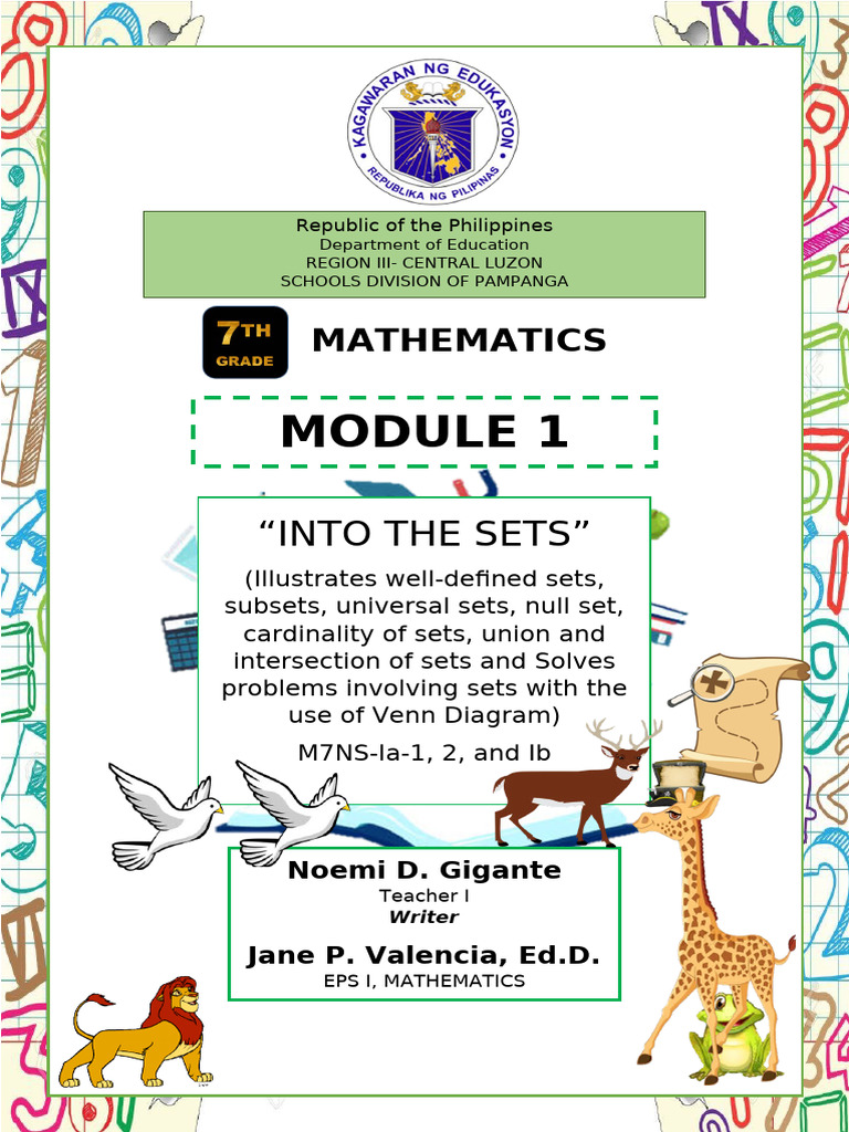 Math - Grade7-Q1-Module 1 - Sets | PDF | Set (Mathematics) | Empty Set