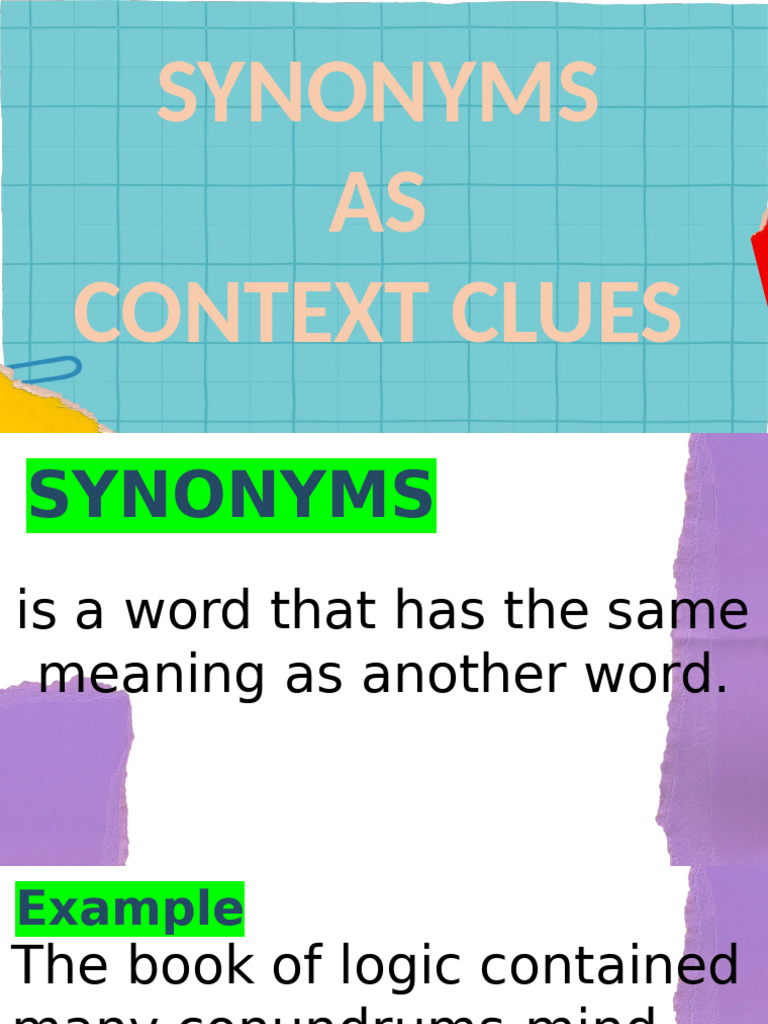 Synonyms As Context Clues | PDF