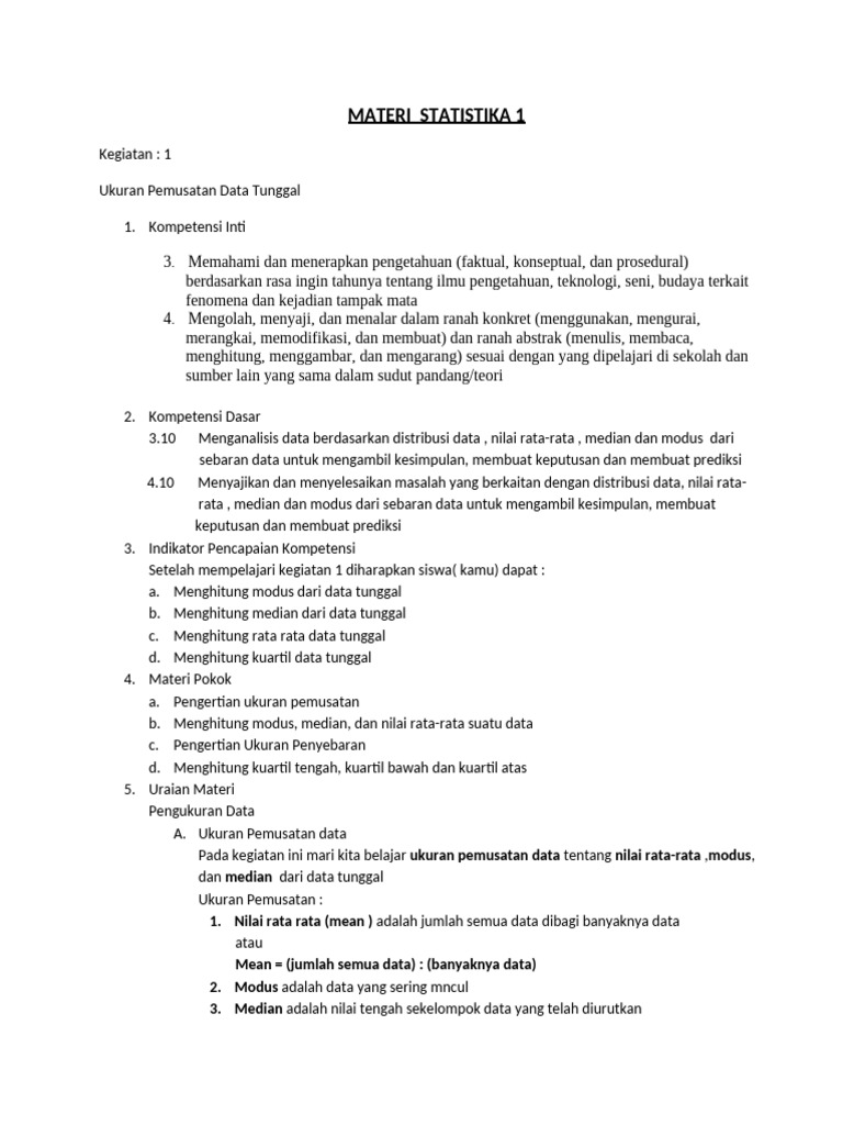 Modul Statistika 1 | PDF | Metode & Bahan Ajar