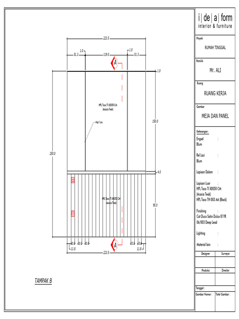 Desain Meja Kerja HPL Taco Acacia Teak | PDF