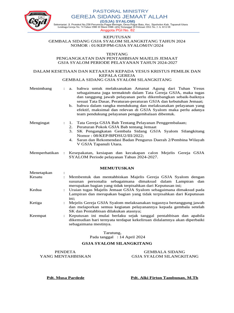 SK Majelis Gsja Syalom | PDF