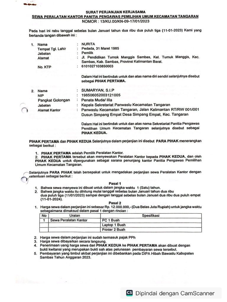 Sewa Peralatan Kantor 2023 | PDF