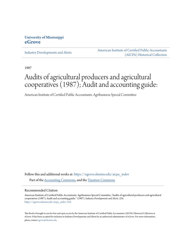 Audits of Agricultural Producers and Agricultural Cooperatives (1 | PDF ...