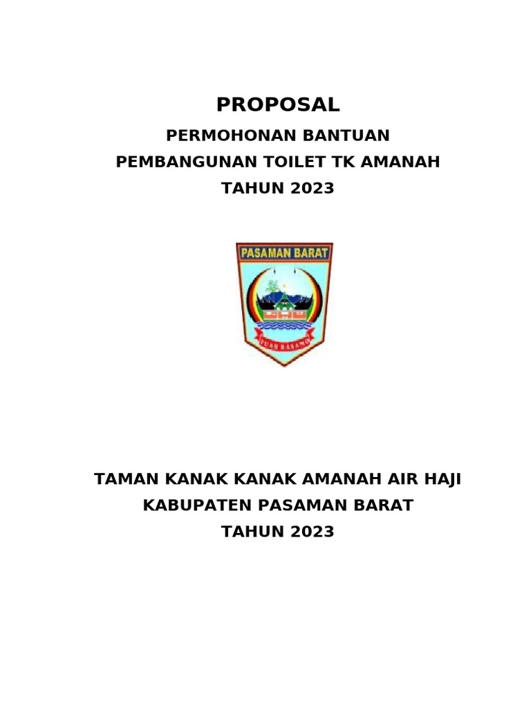 Proposal Bantuan Toilet TK Amanah | PDF