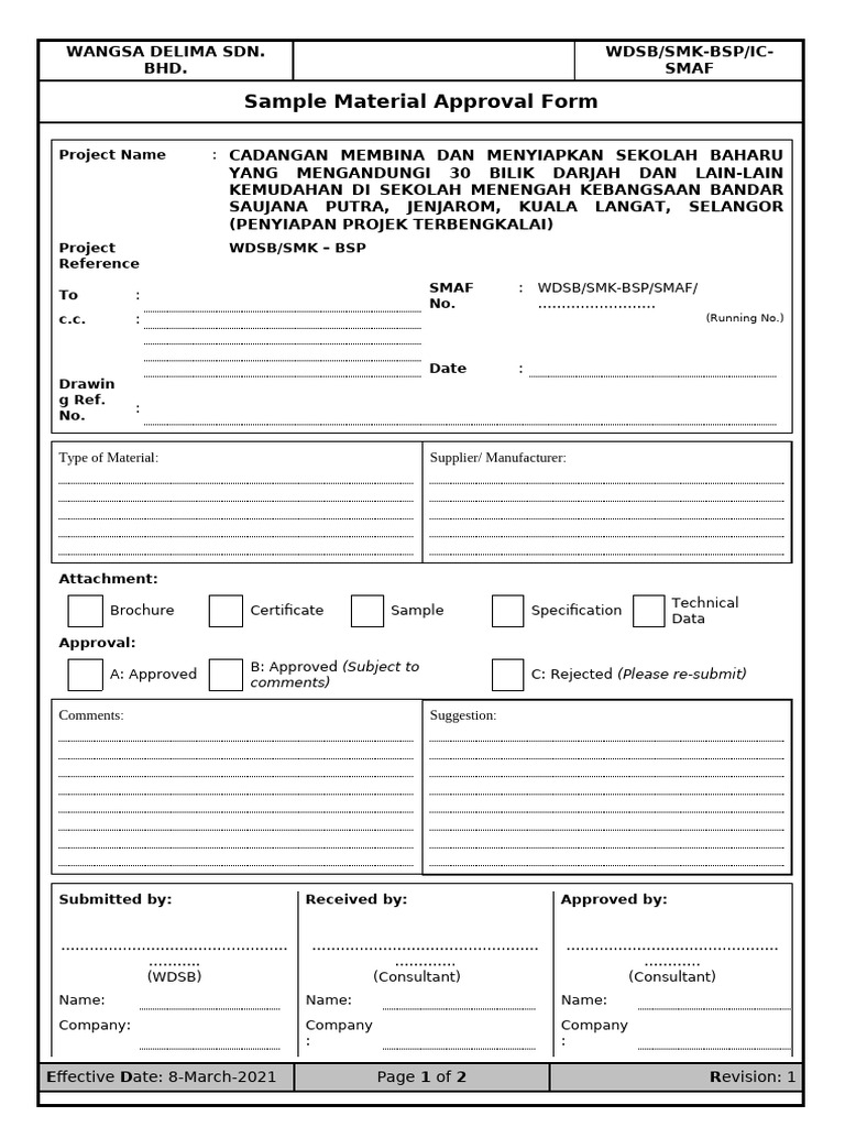 46 - SMAF - Sample Material Approval Form - P.exec | PDF