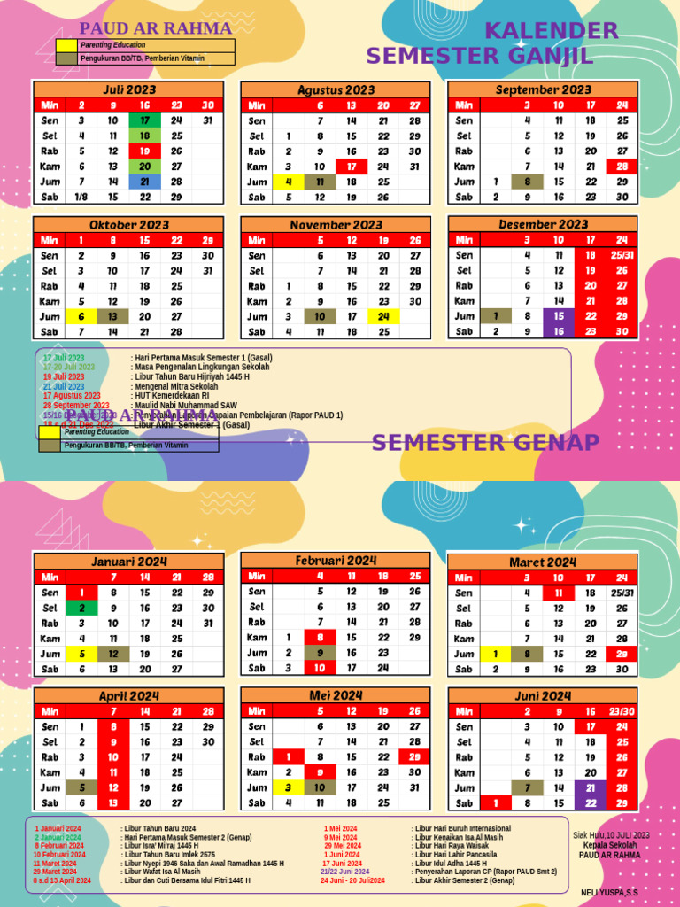 Kalender Akademik PAUD 2023 2024 | PDF