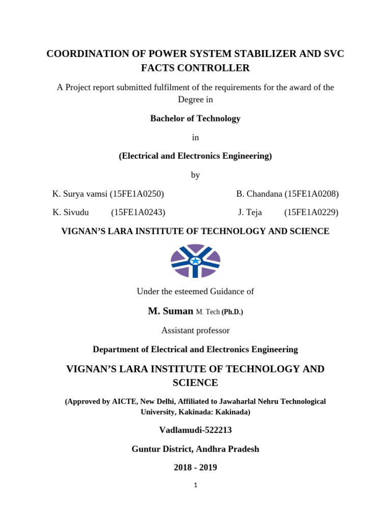 Coordination of Power System Stabilizer and SVC Facts Controller ...