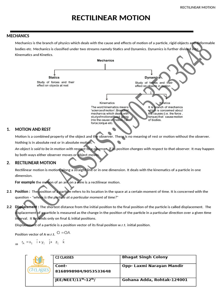 3 Rectilinear Motion-2 | PDF | Velocity | Acceleration